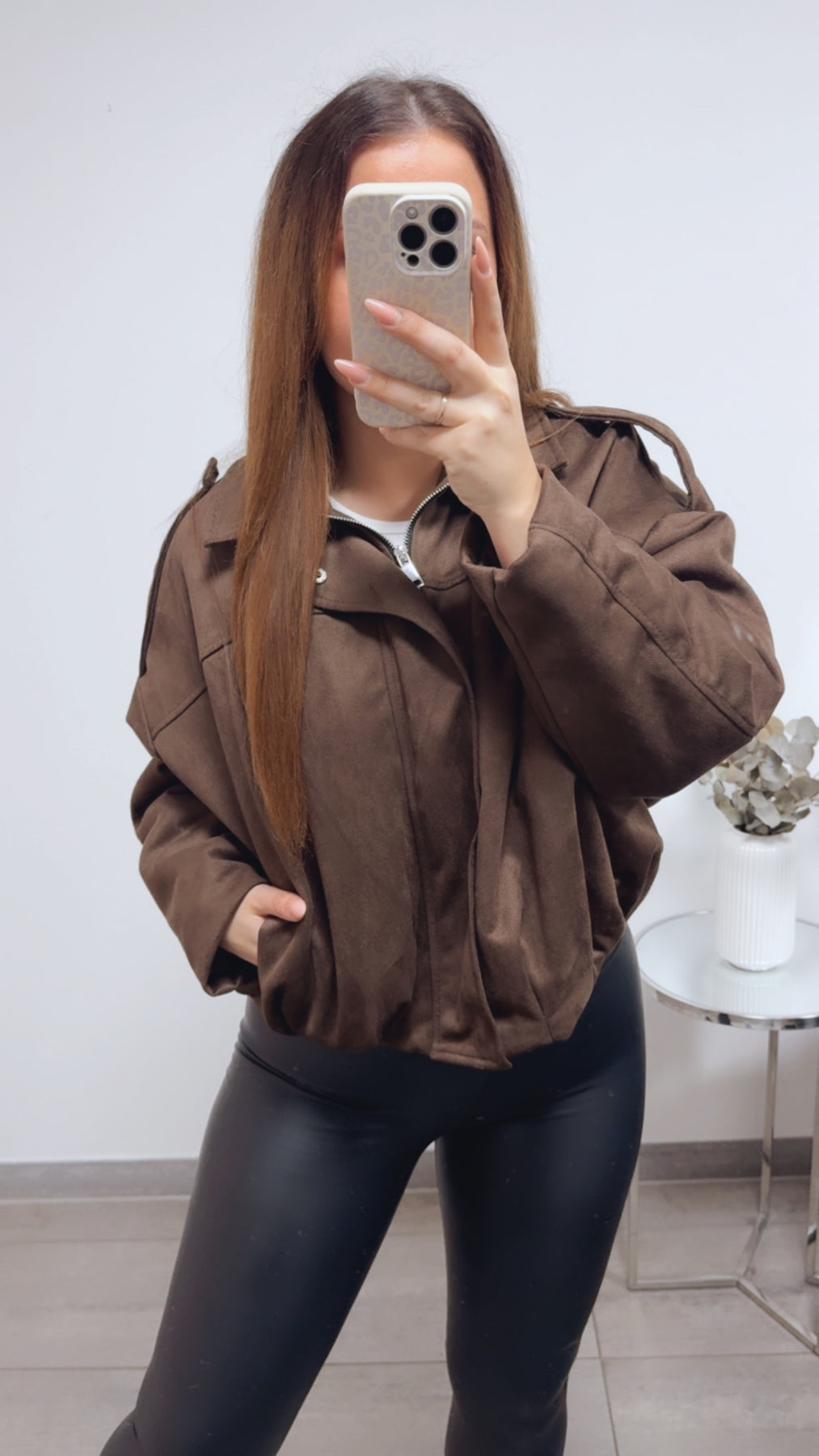 gefütterte TREND Loose Fit Jacke in Velours Optik / schoko braun Art ...