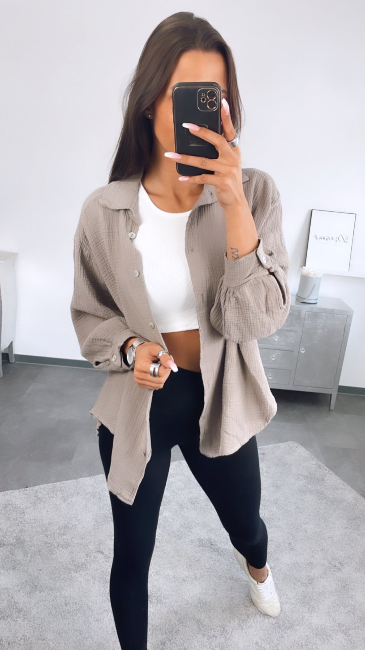 KURZE Oversize Musselin Bluse / schlamm Art. 3153 – mamell